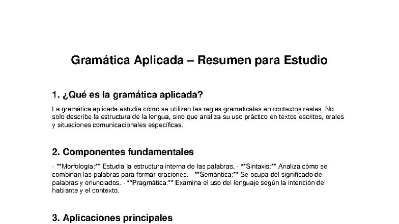Resumen de Gramática Aplicada para Estudio 1 - Studocu