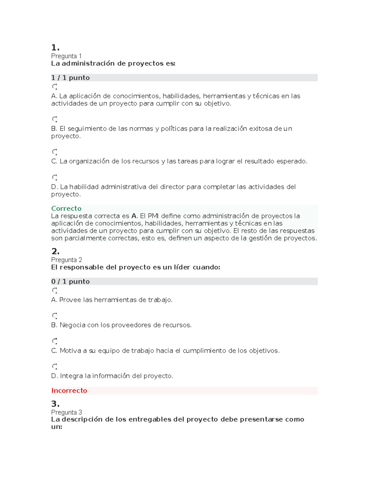 U1 Examen Final de Administración de Proyectos: Preguntas y Respuestas - Studocu