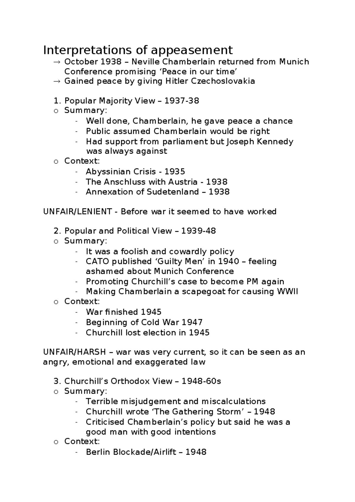 Interpretations of Appeasement: Chamberlain's Policies and Views - Studocu