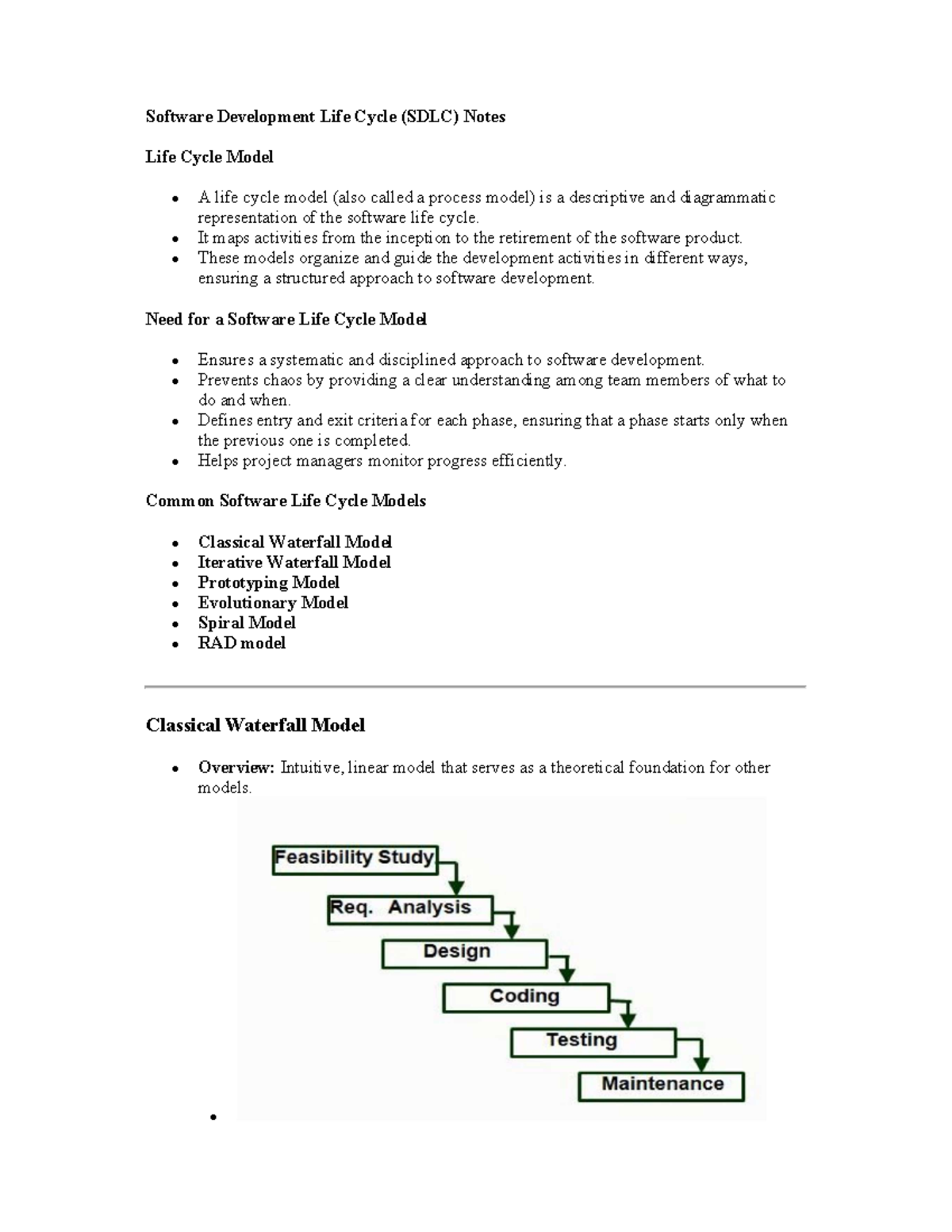 Software Development Life Cycle (SDLC) & Classical Waterfall Model ...