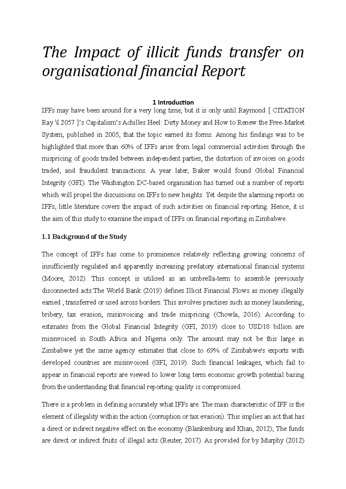 The Impact of illicit funds transfer on organisational financial Report ...