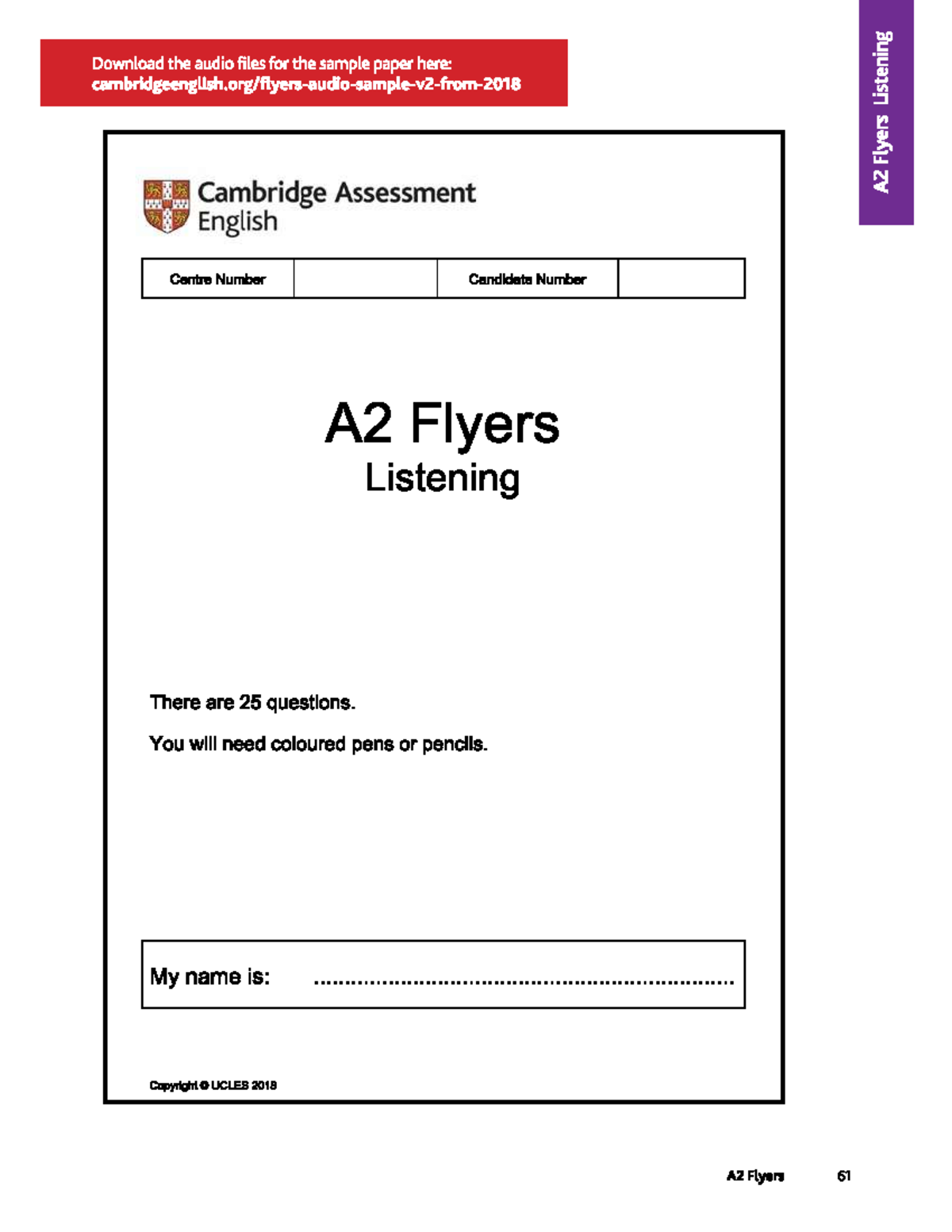 A2 Flyers Listening & Reading Practice Test Materials - Studocu