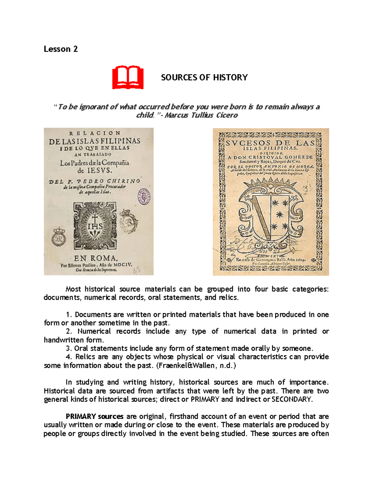 GECC 106 Module 1 Lesson 2: Understanding Historical Sources - Studocu