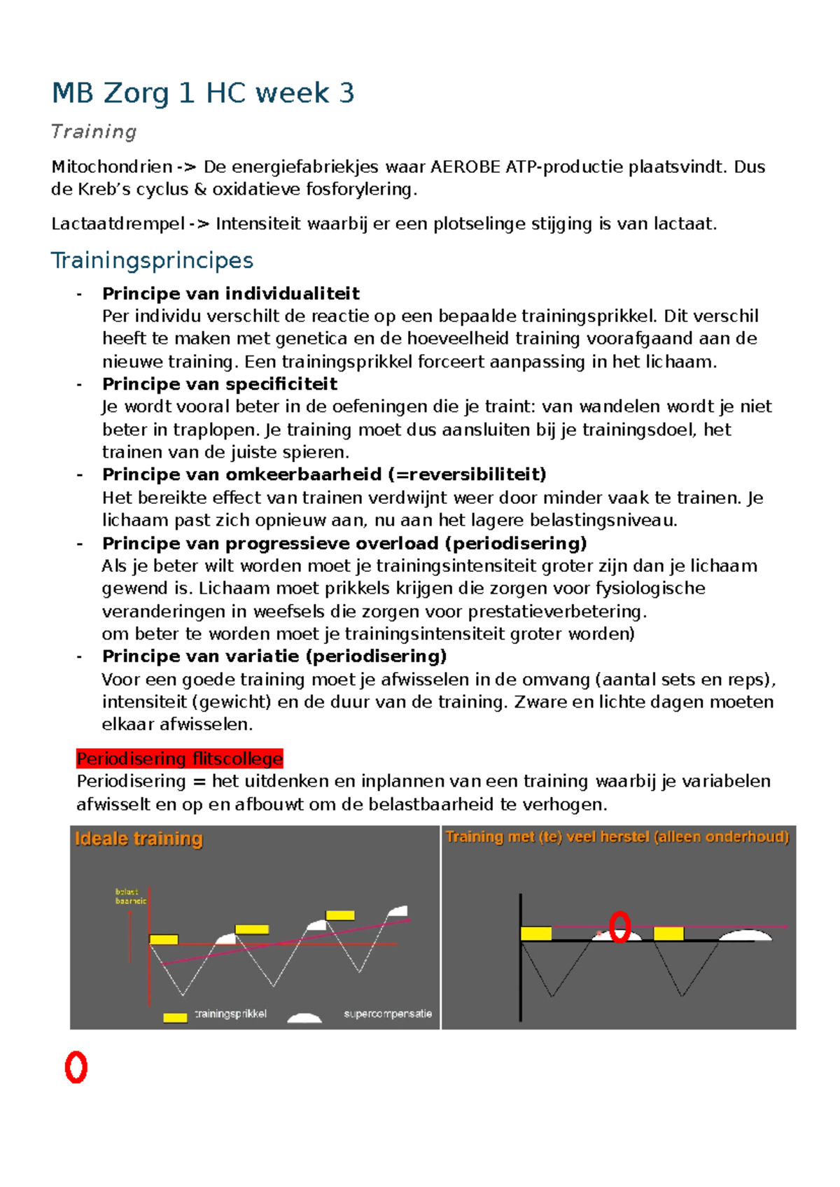 MB Zorg 1 HC Week 3 - Trainingsprincipes en Fysiologische Adaptaties ...