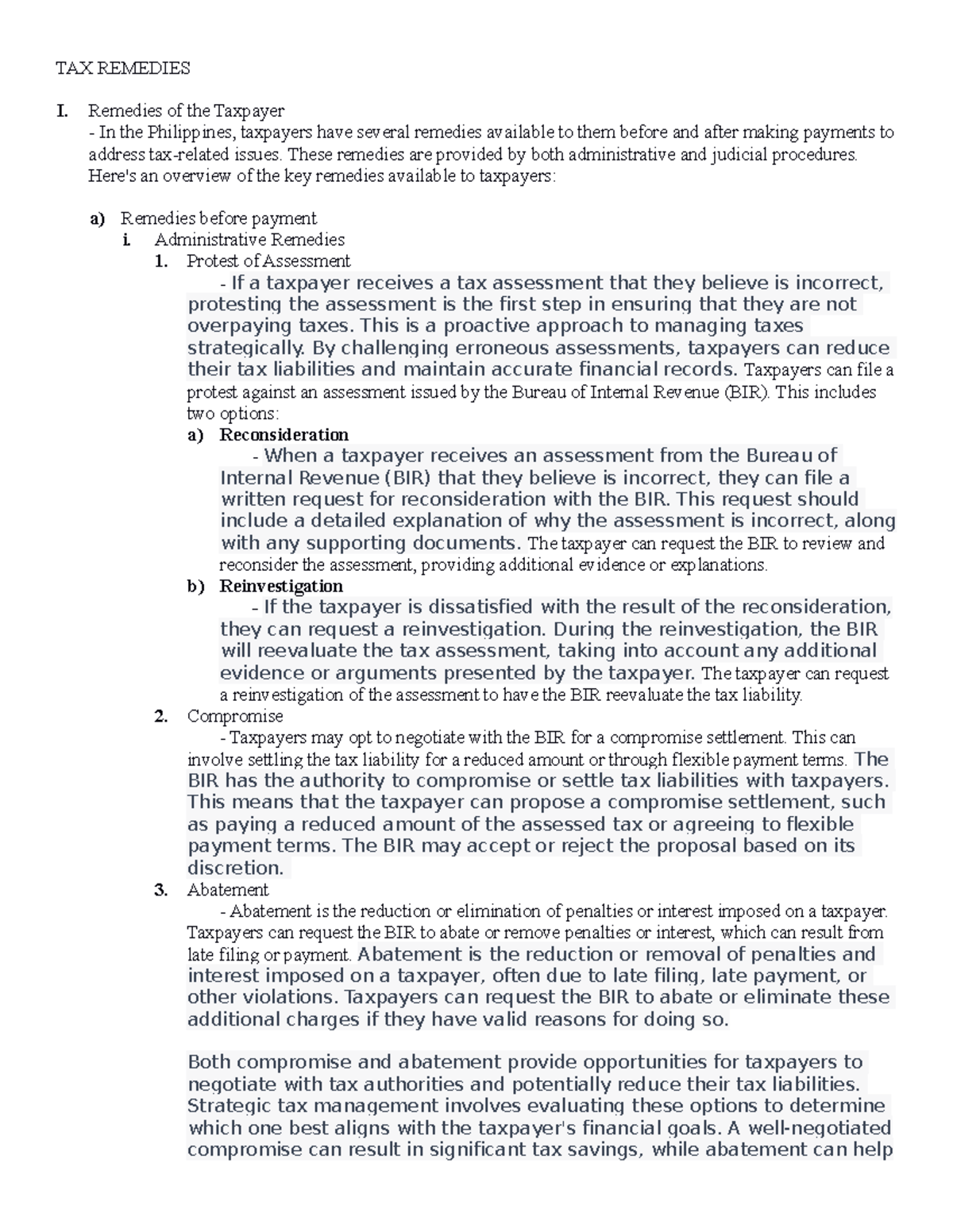 TAX- Remedies for Taxpayers: Strategies and Options Explained - Studocu