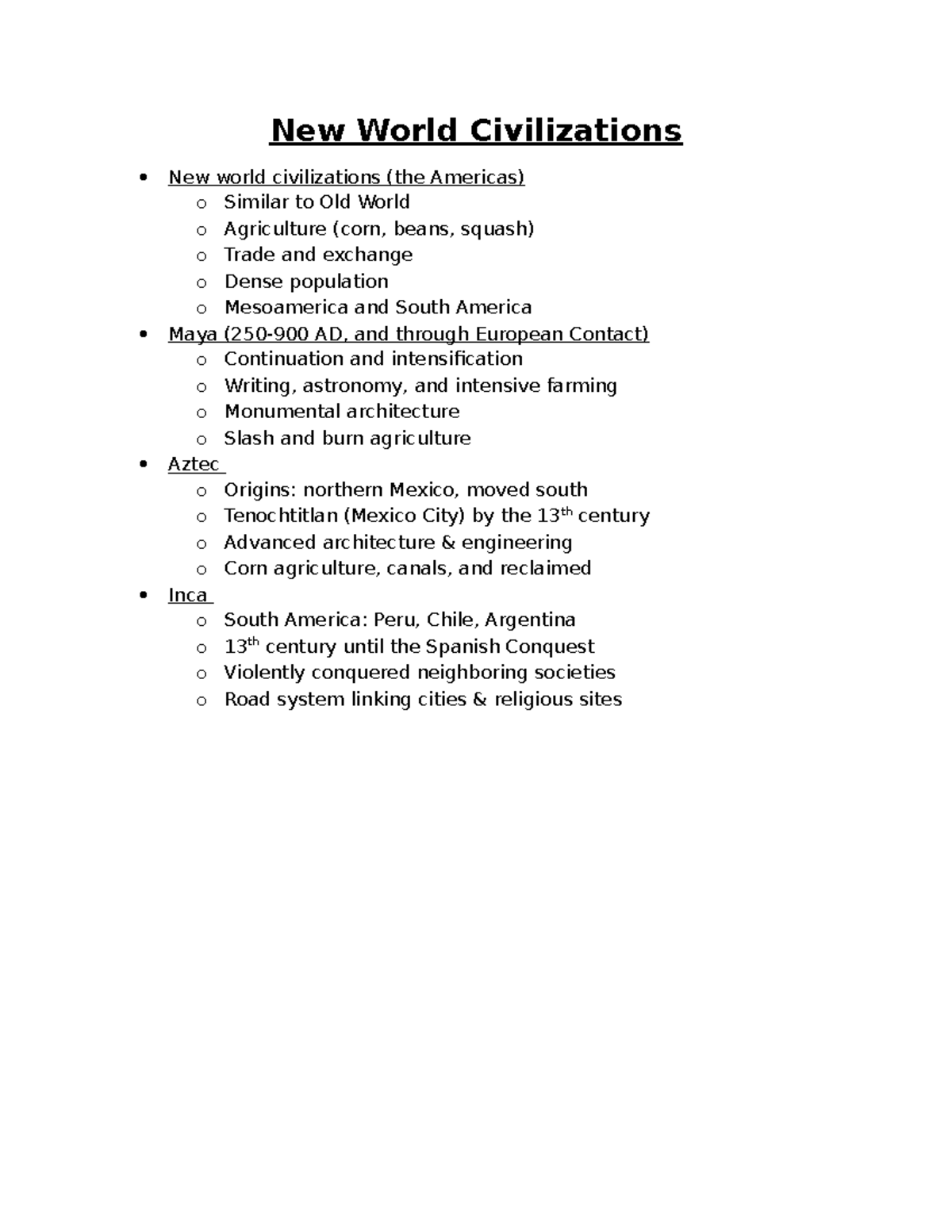 New World Civilizations: Mesoamerica and South America Overview - New ...