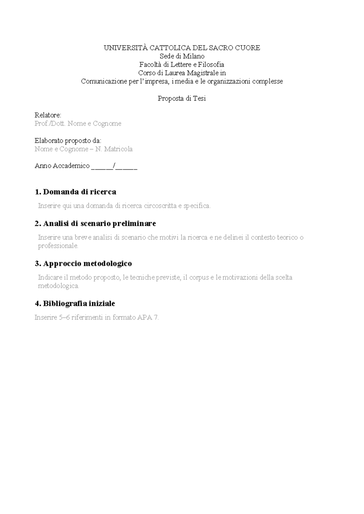 Proposta di Tesi: Long Abstract Template CIMO - Studocu