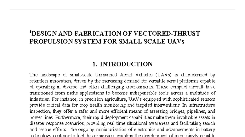 Design and Fabrication of a Vectored Thrust Propulsion System for Small ...