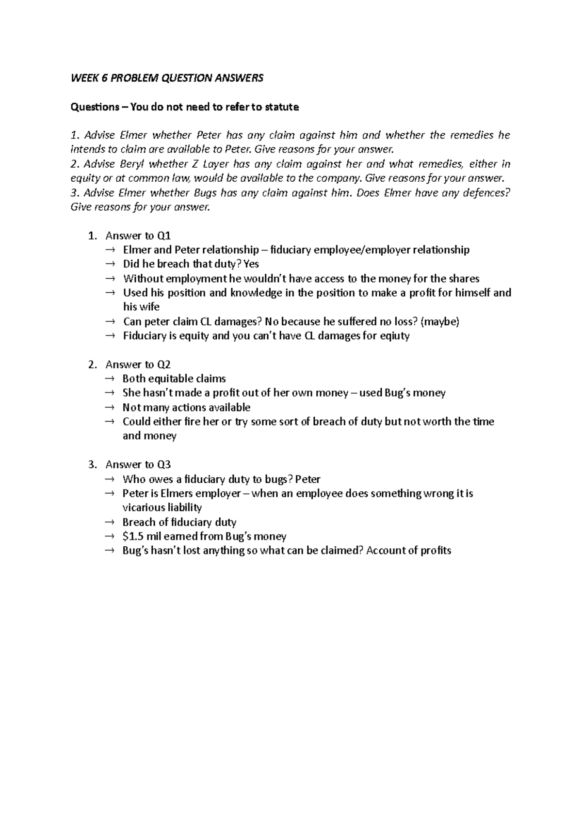 Week 6 Problem Question - WEEK 6 PROBLEM QUESTION ANSWERS Questions ...