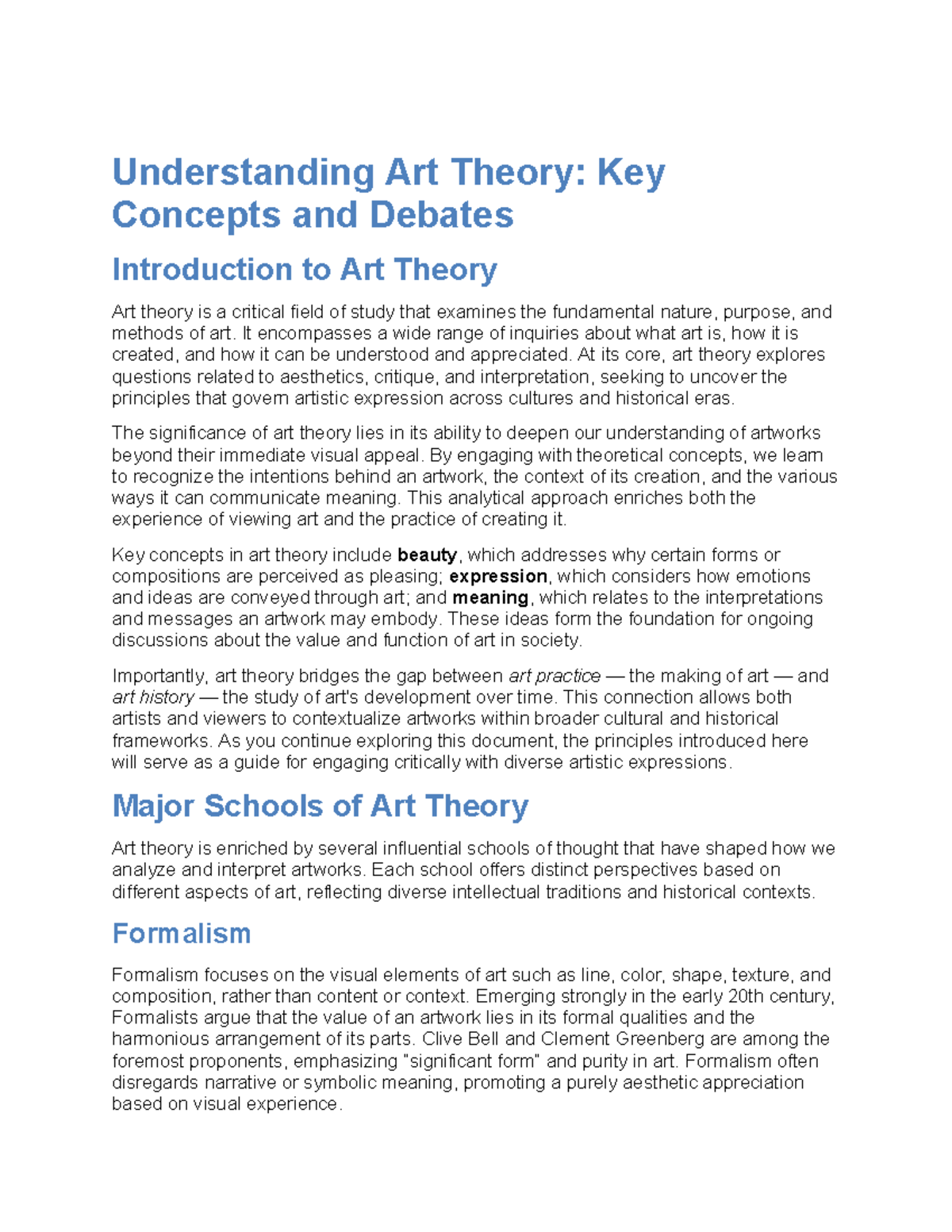 Art Theory Overview: Key Concepts and Influential Schools of Thought ...