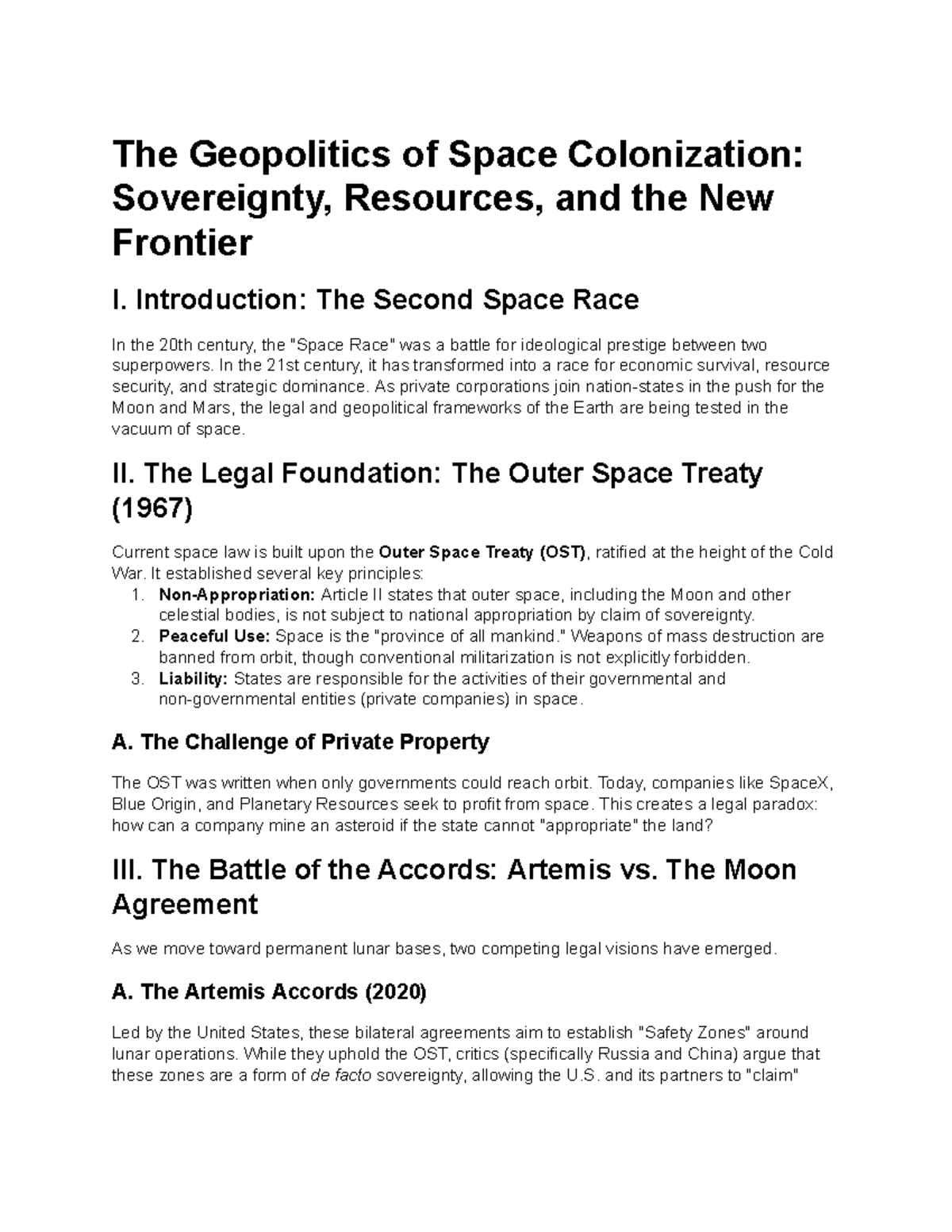 The Geopolitics of Space Colonization: Resources & Sovereignty (GEO-101 ...