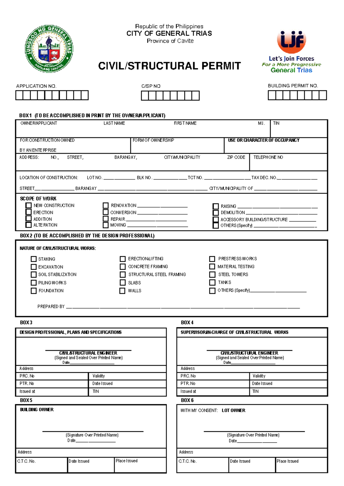 Civil Structural Permit Application - City of General Trias - Studocu