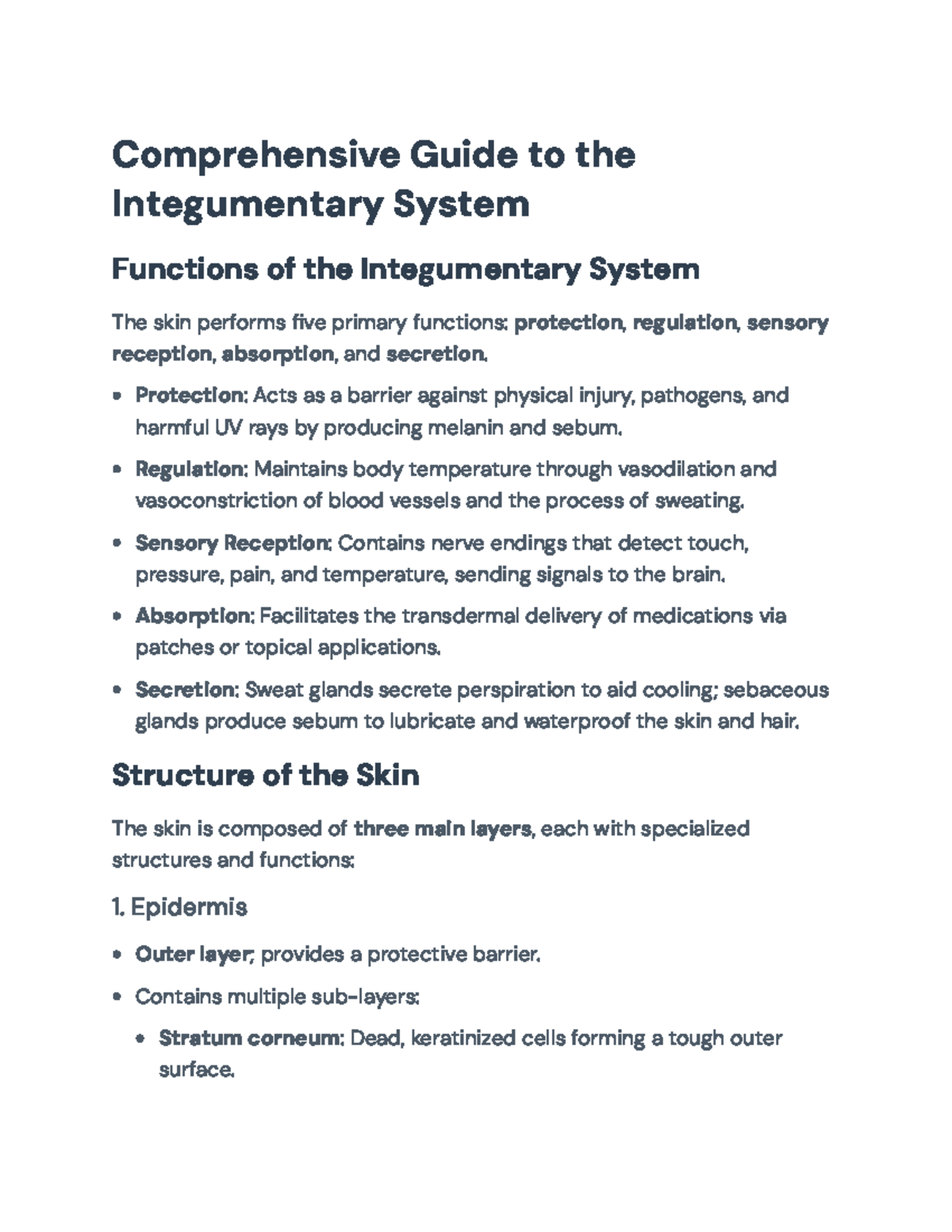 Comprehensive Guide to the Integumentary System: Functions ...