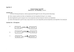 Tutorial 2 ER Modelling 21Oct2020 - PgD/MSc IT Database Design Comp Tutorial Two: Data modelling ...