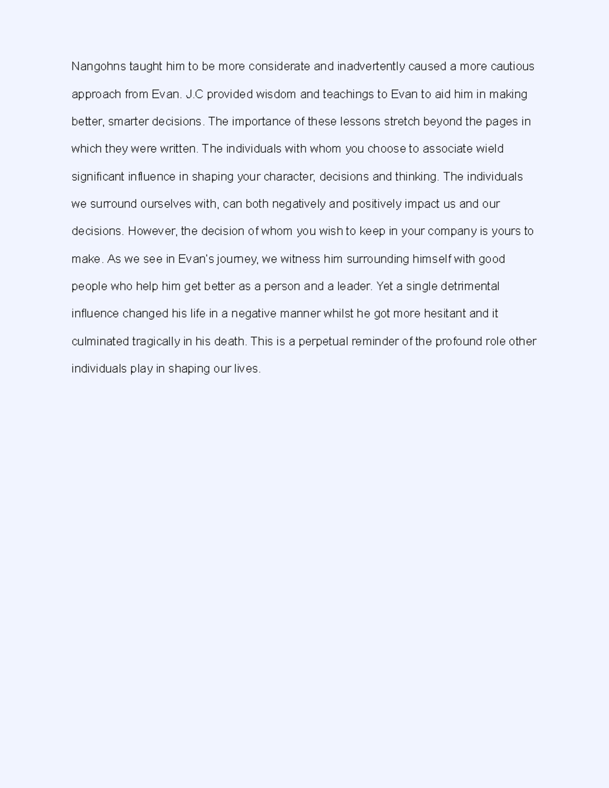 The Impact of Relationships on Decision-Making: A Study on Evan's ...