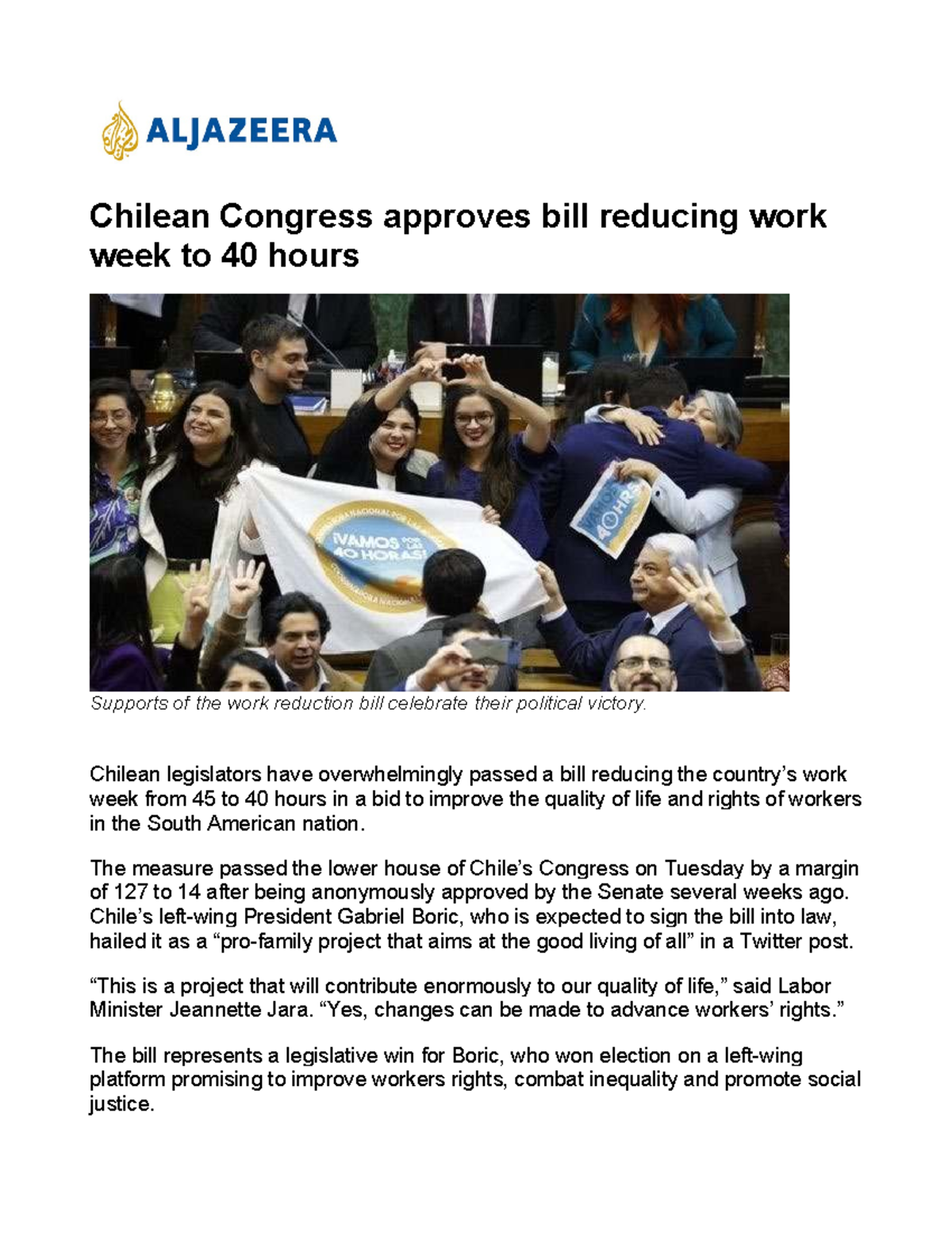 Chilean Congress Passes 40-Hour Work Week Bill: Impacts & Reactions ...