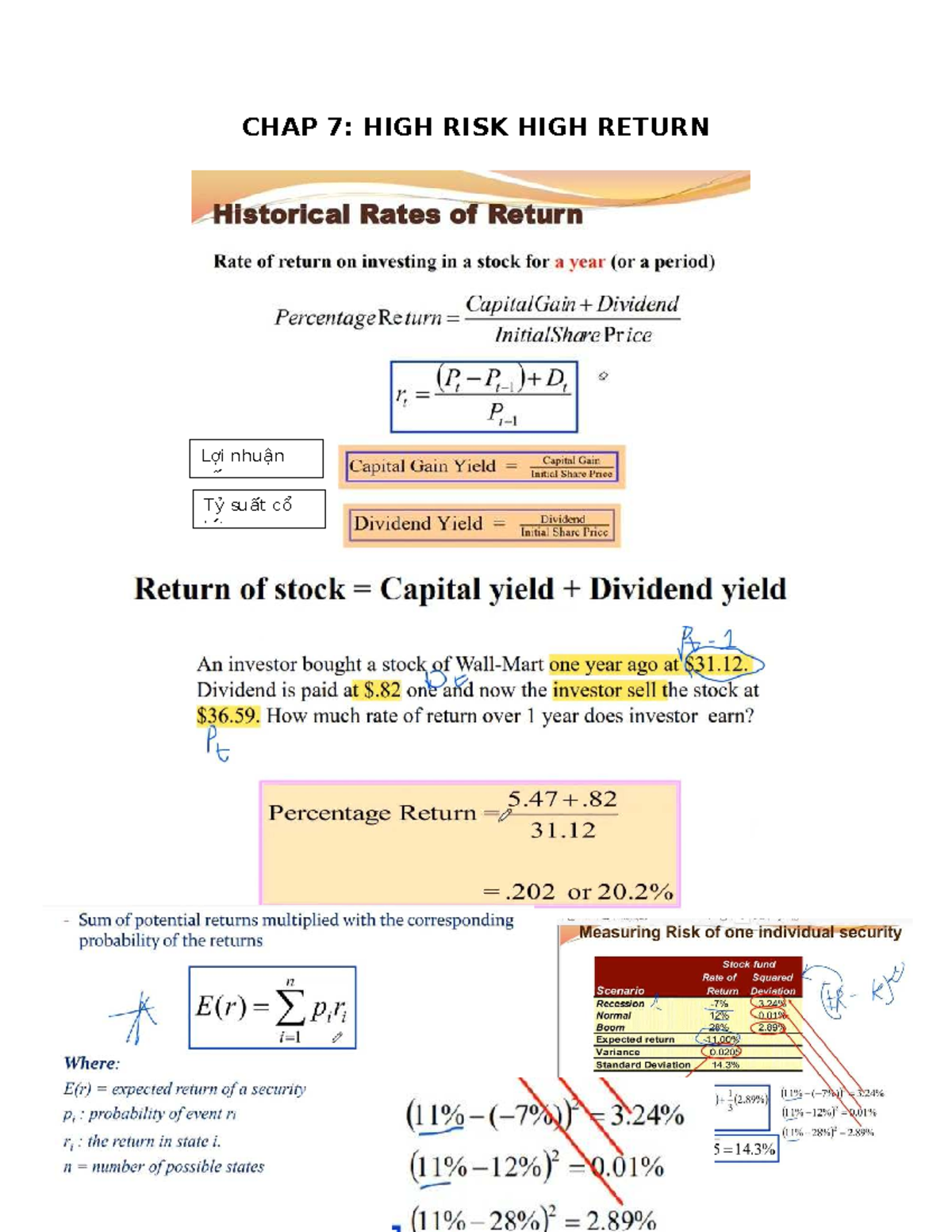 CHAP 7: HIGH RISK HIGH RETURN & CAPITAL STRUCTURE FM Final Exam - Studocu