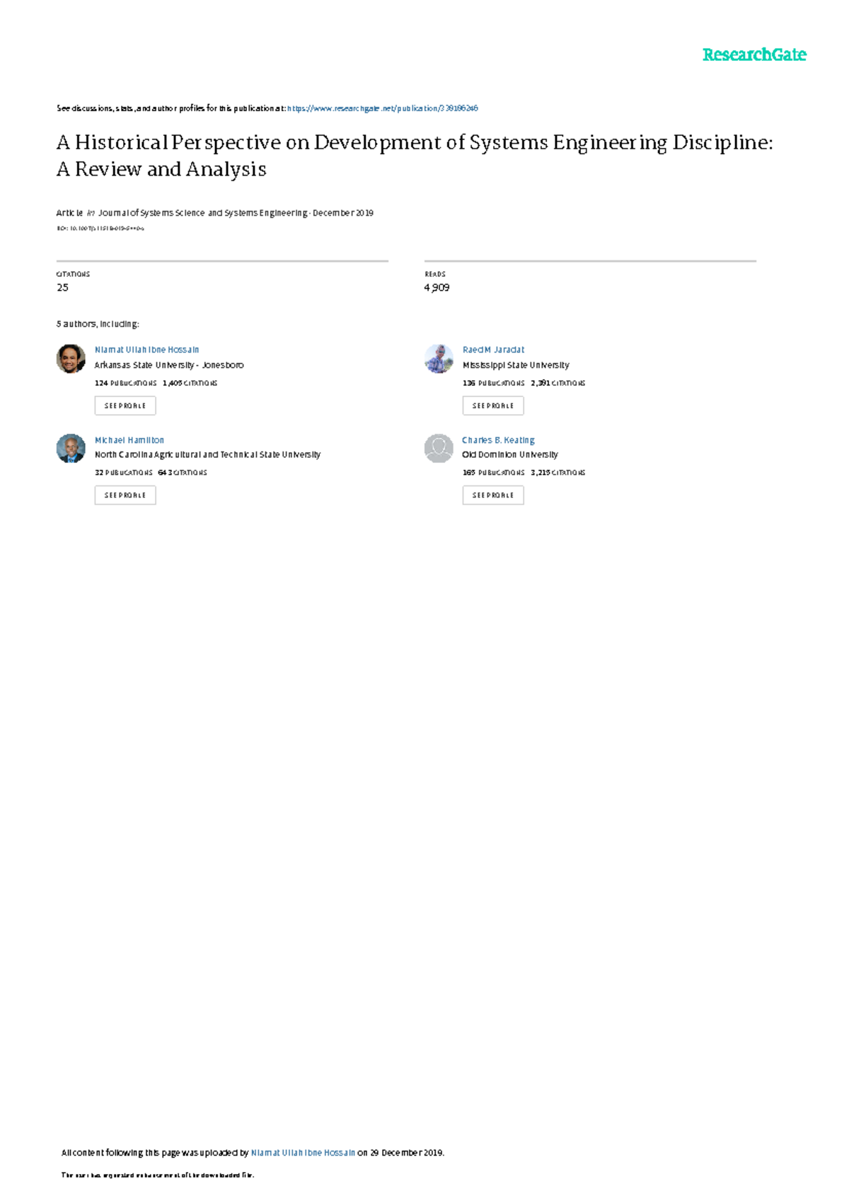 AHistorical Perspectiveon Developmentof Systems - See discussions ...