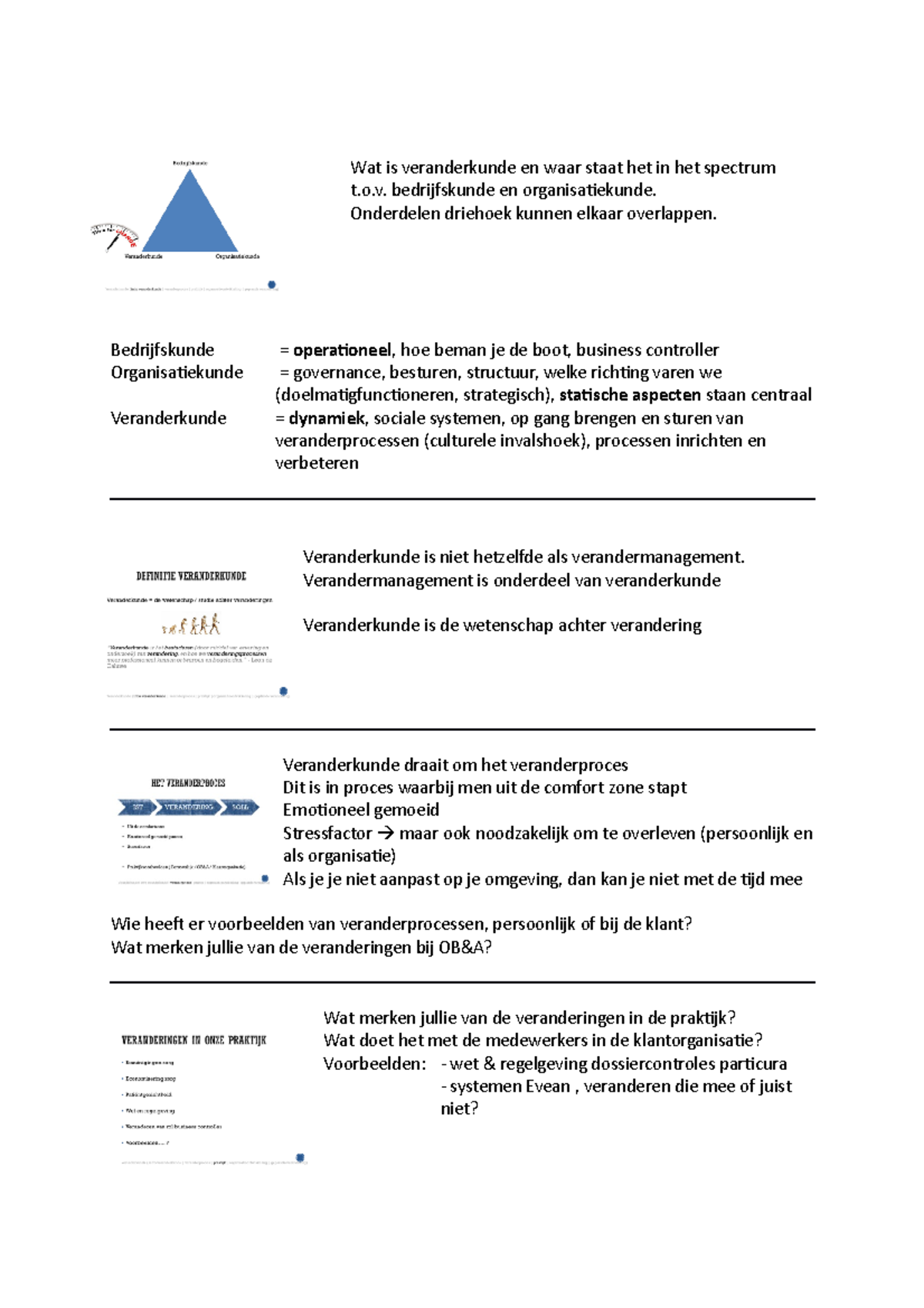 Samenvatting Veranderkunde: Theorie en Praktijk van Verandering in ...
