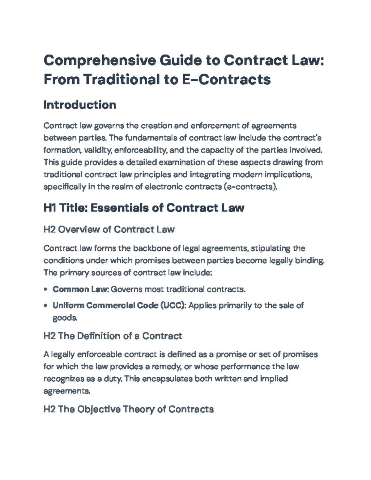 Comprehensive Guide to Contract Law & E-Contracts (LAW 101) - Studocu