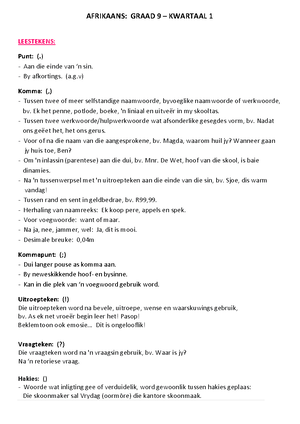 Afrikaans - Graad 9 - Kwartaal 2 - AFRIKAANS: GRAAD 9 – KWARTAAL 2 ...