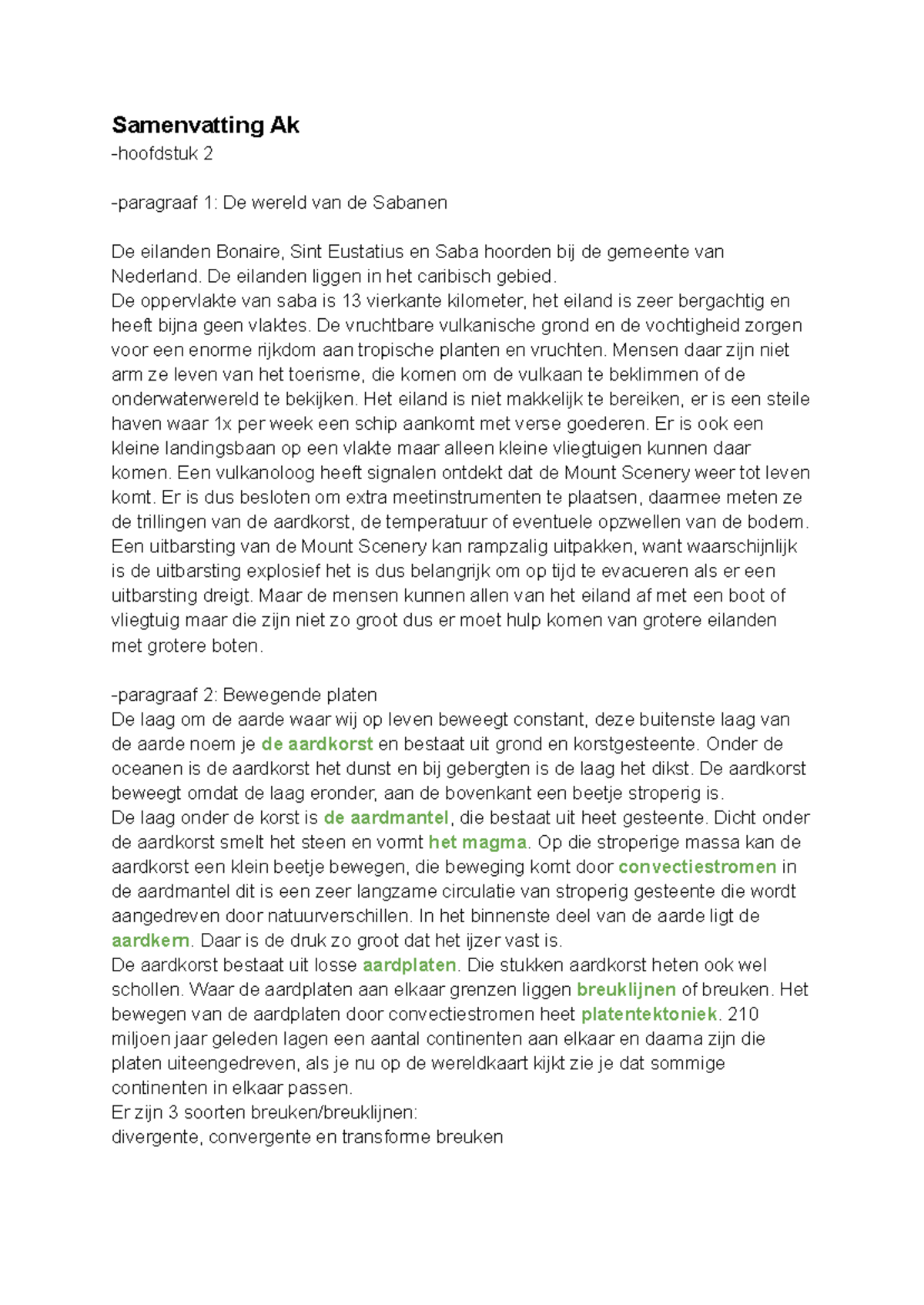 Samenvatting AK: Aardkorst, Vulkanen en Platentektoniek H2 - Studeersnel