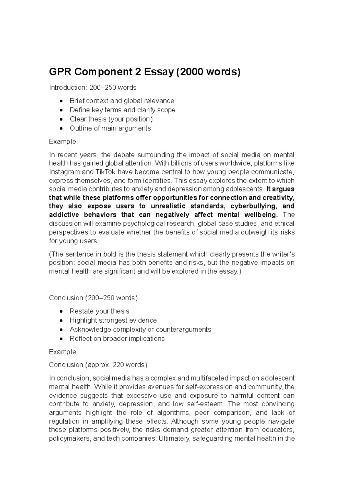 GPR Component 2 Essay: Writing Effective Introductions & Conclusions ...