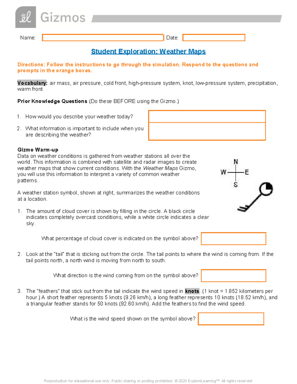Gizmo Exploration: Weather Maps Simulation (Metric) Guide - Studocu