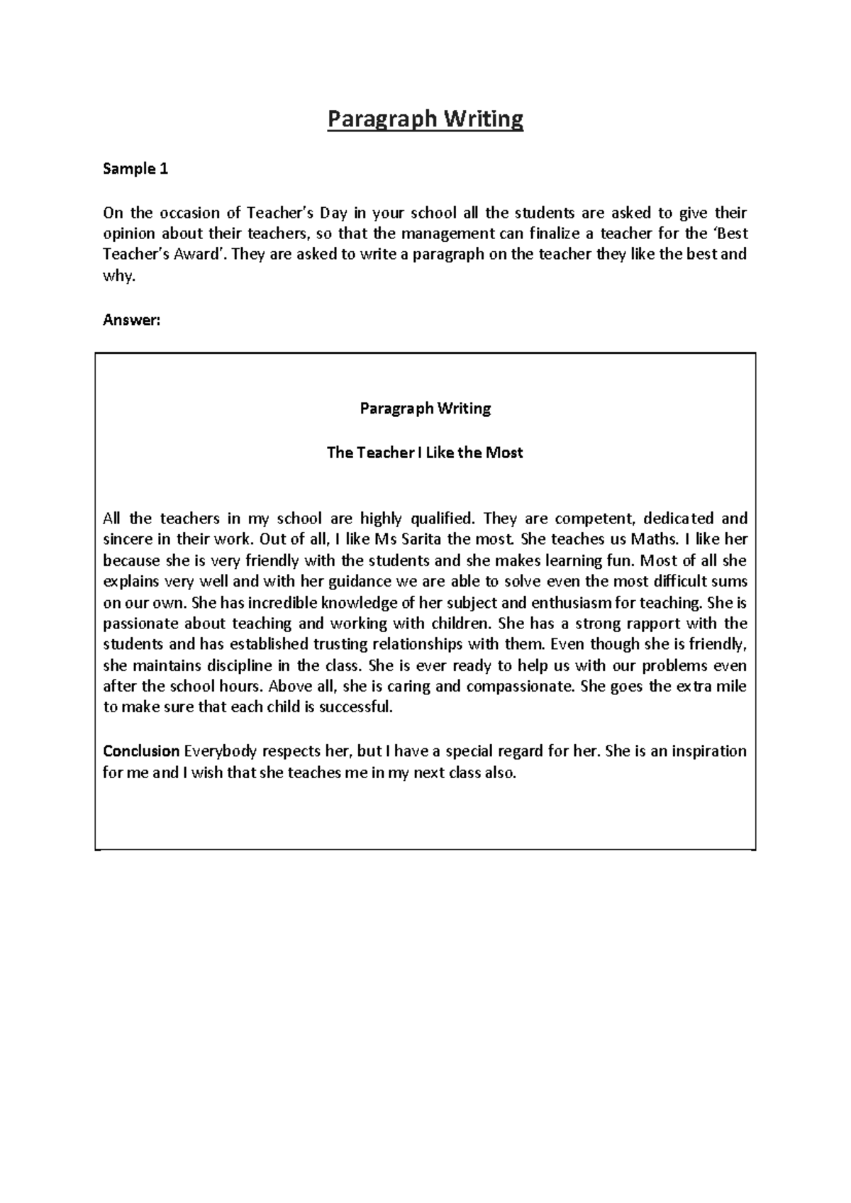 1. Paragraph Writing - Paragraph Writing Sample 1 On the occasion of ...