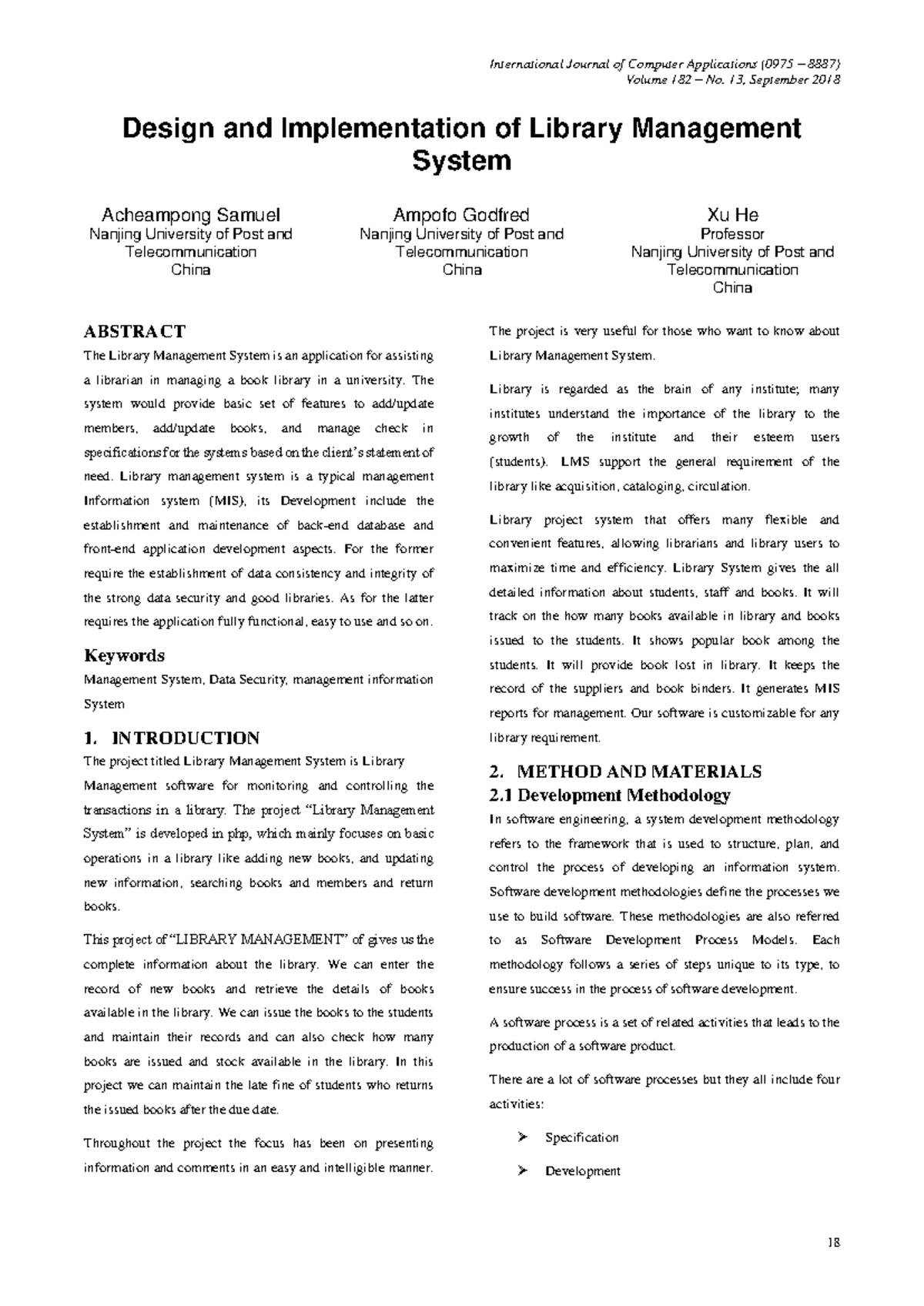 Design and Implementation of Library Management System (IJCA 182-13 ...