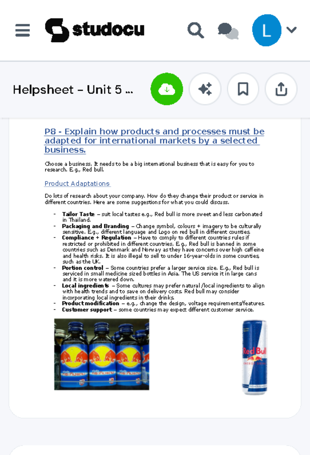 Helpsheet - Unit 5 Ass 3 - Unit 5 International Business E Examine the ...