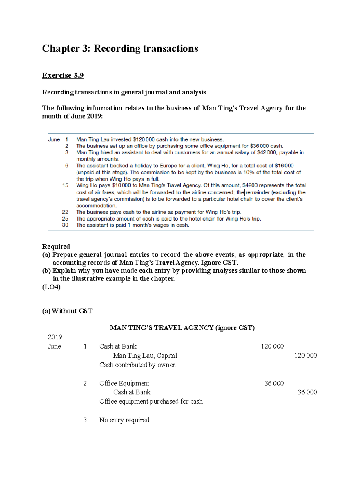 Accounting Tutorial Solutions: Chapter 3 (Exercises & Analysis) - Studocu