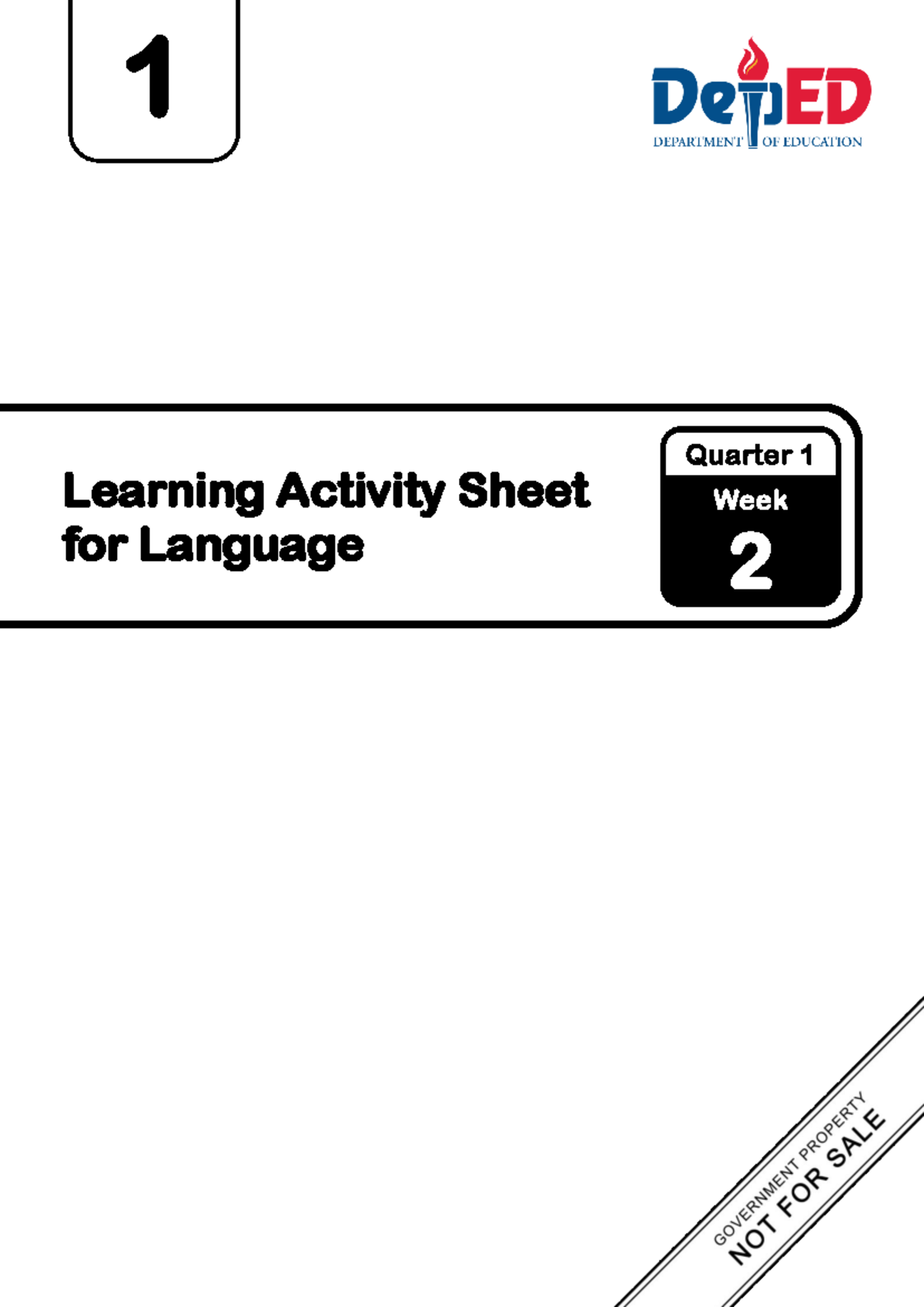 LAS Language 1 Q1 Week2 - las - 1 Learning Activity Sheet for Language ...