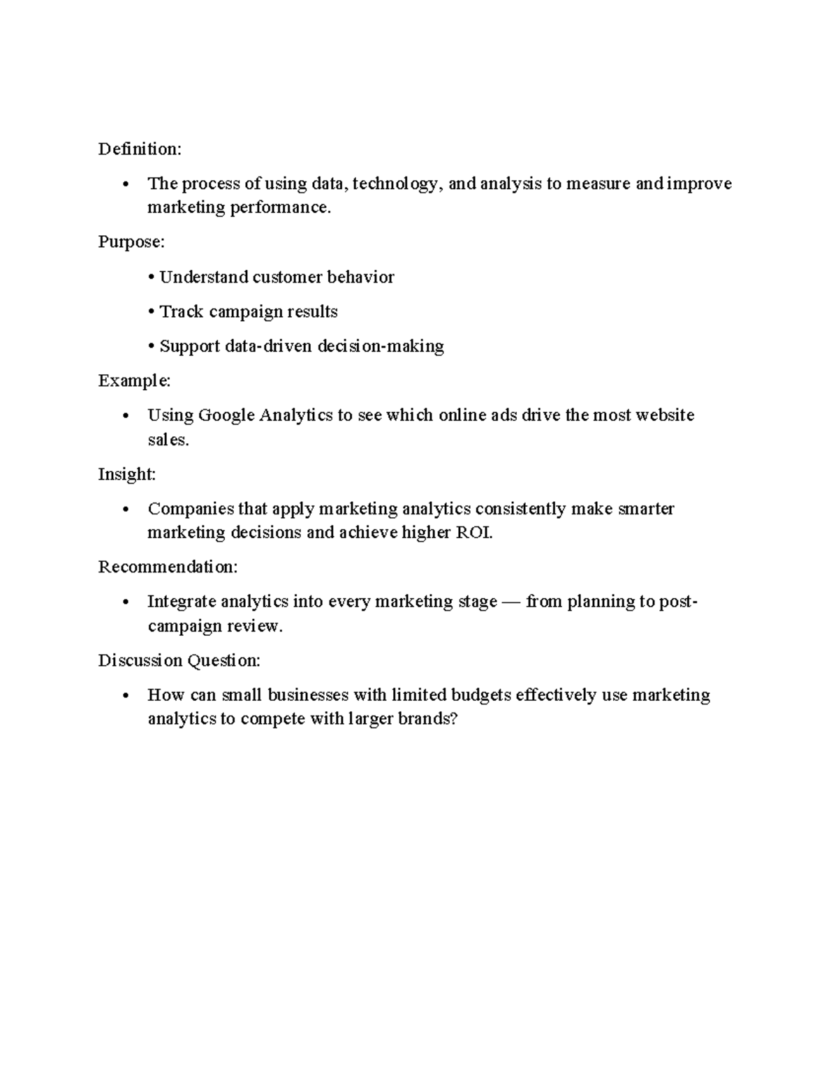 Definition - lecture notes - Definition: The process of using data ...