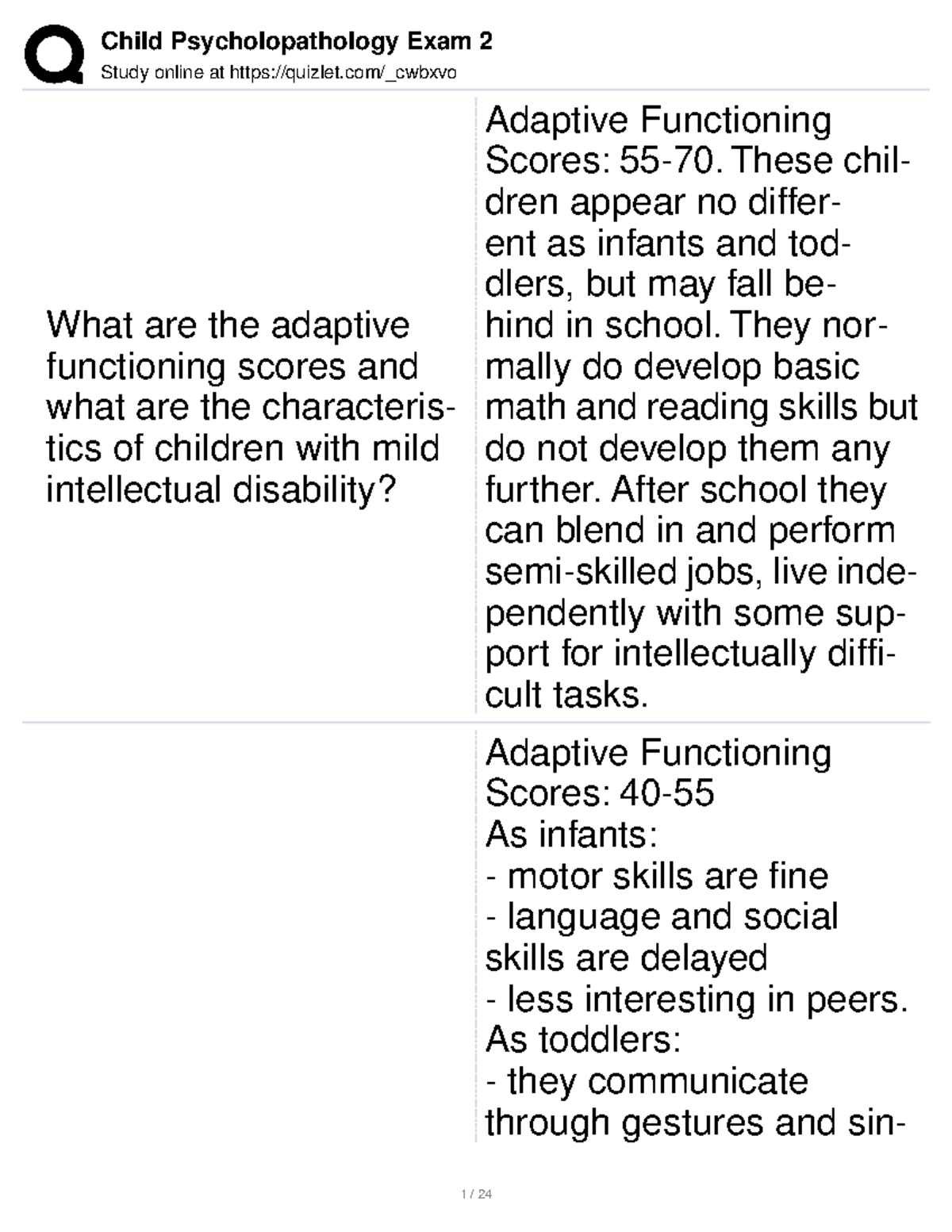Child Psychopathology PSY123 Exam 2 Study Flashcards - Studocu