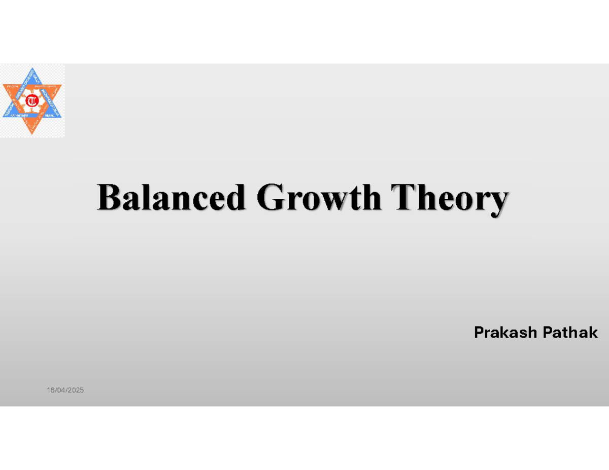 Theory of balanced growth: An analysis of economic development ...