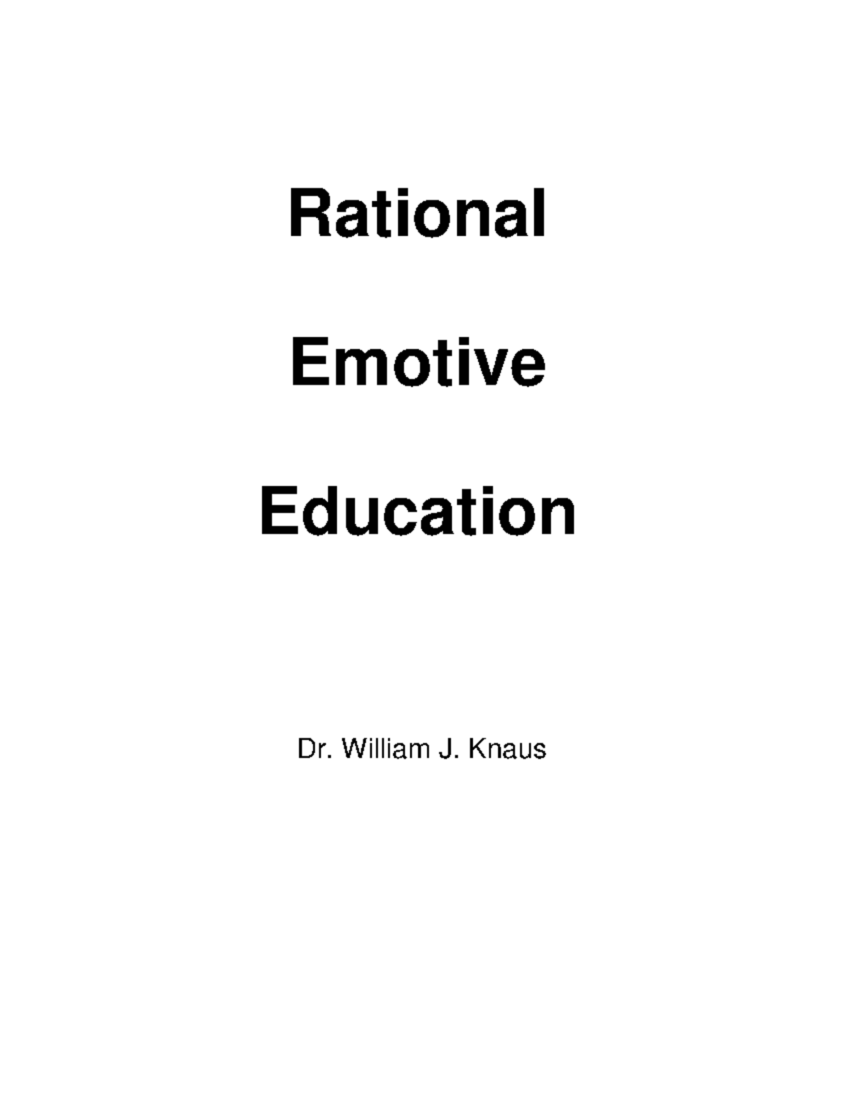 Rational Emotive Education (REE) Overview and Key Concepts - Studocu