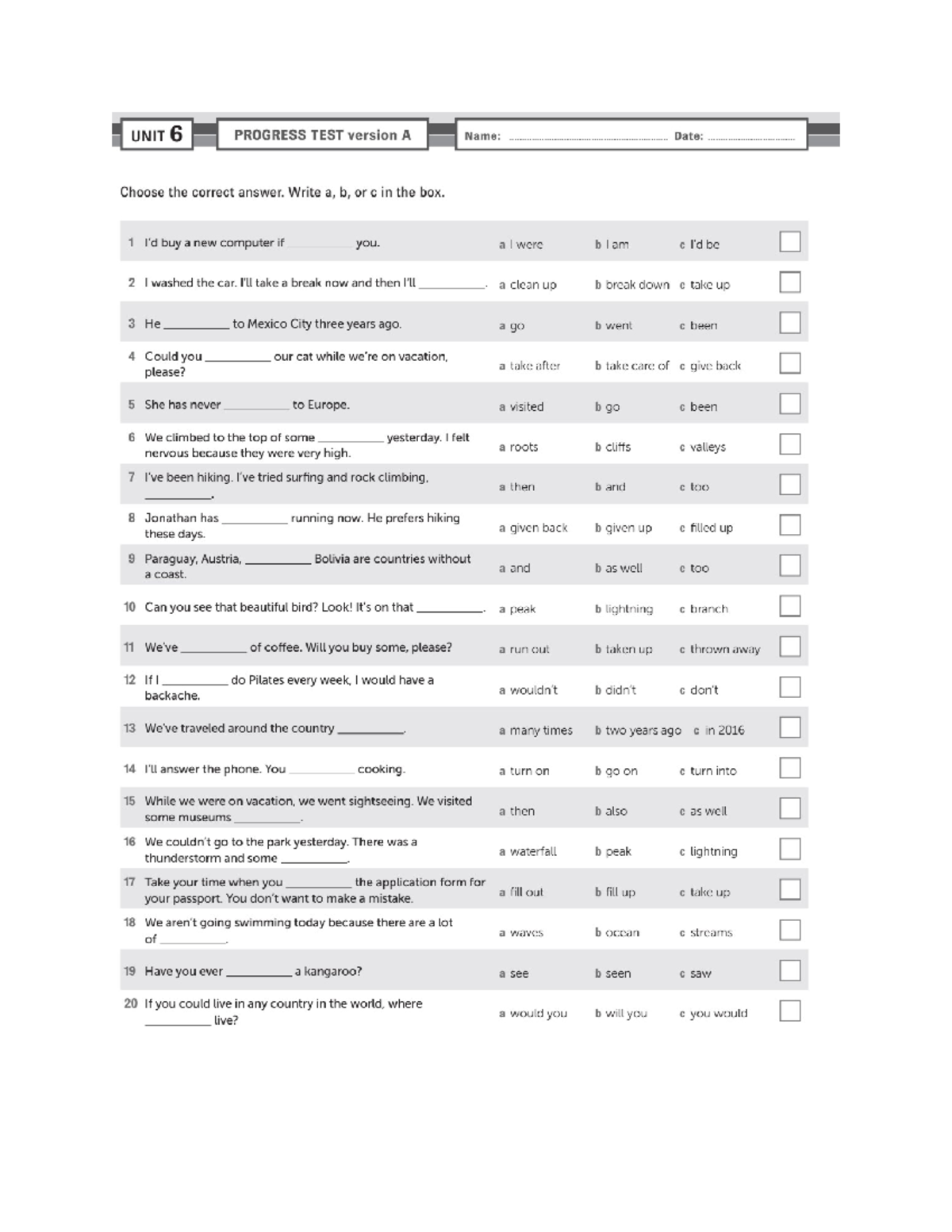 Unit 6 - Test A Review - Comprehensive Study Notes - Studocu