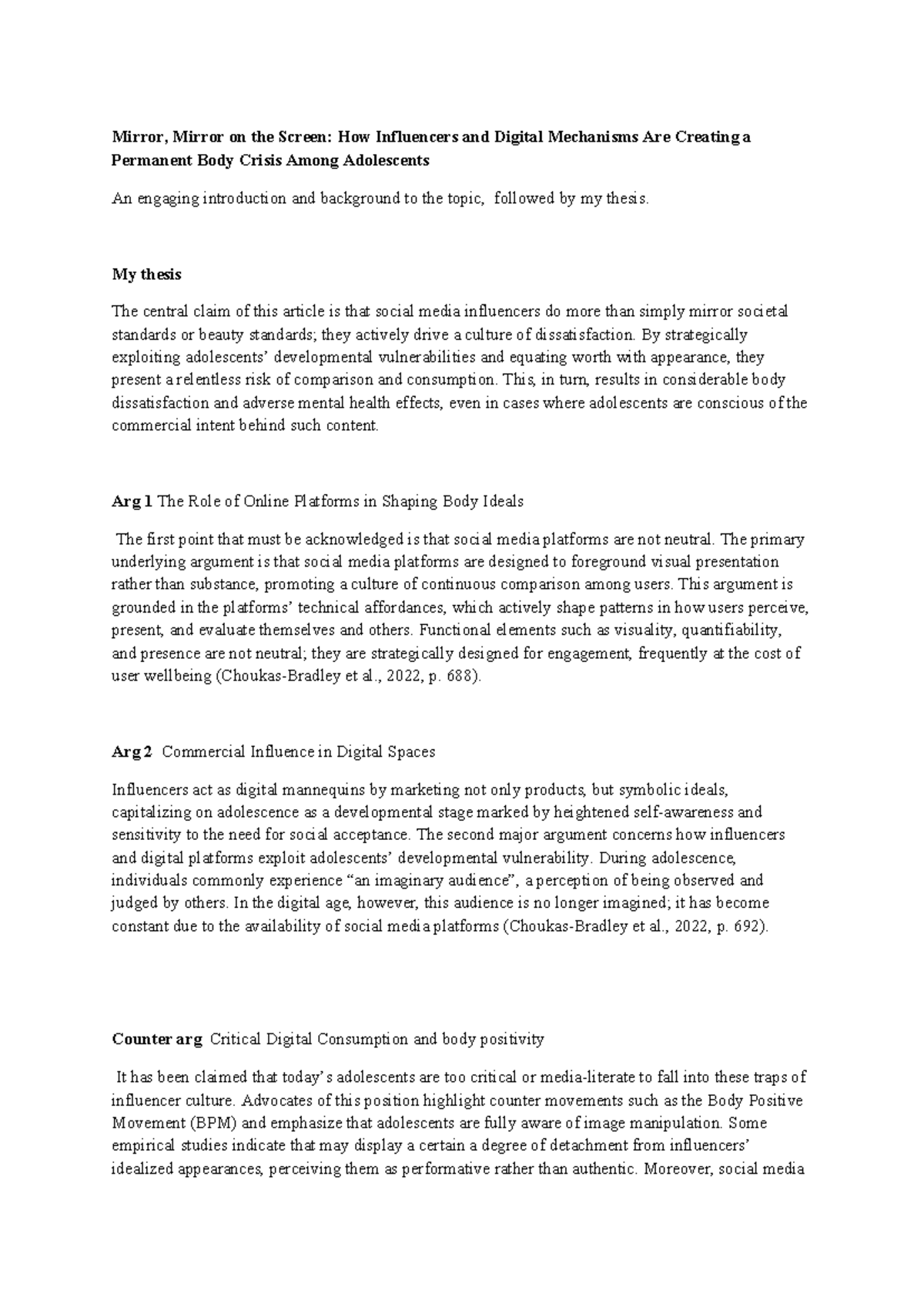 Influencer Impact on Body Image: A Critical Analysis Essay - Studocu