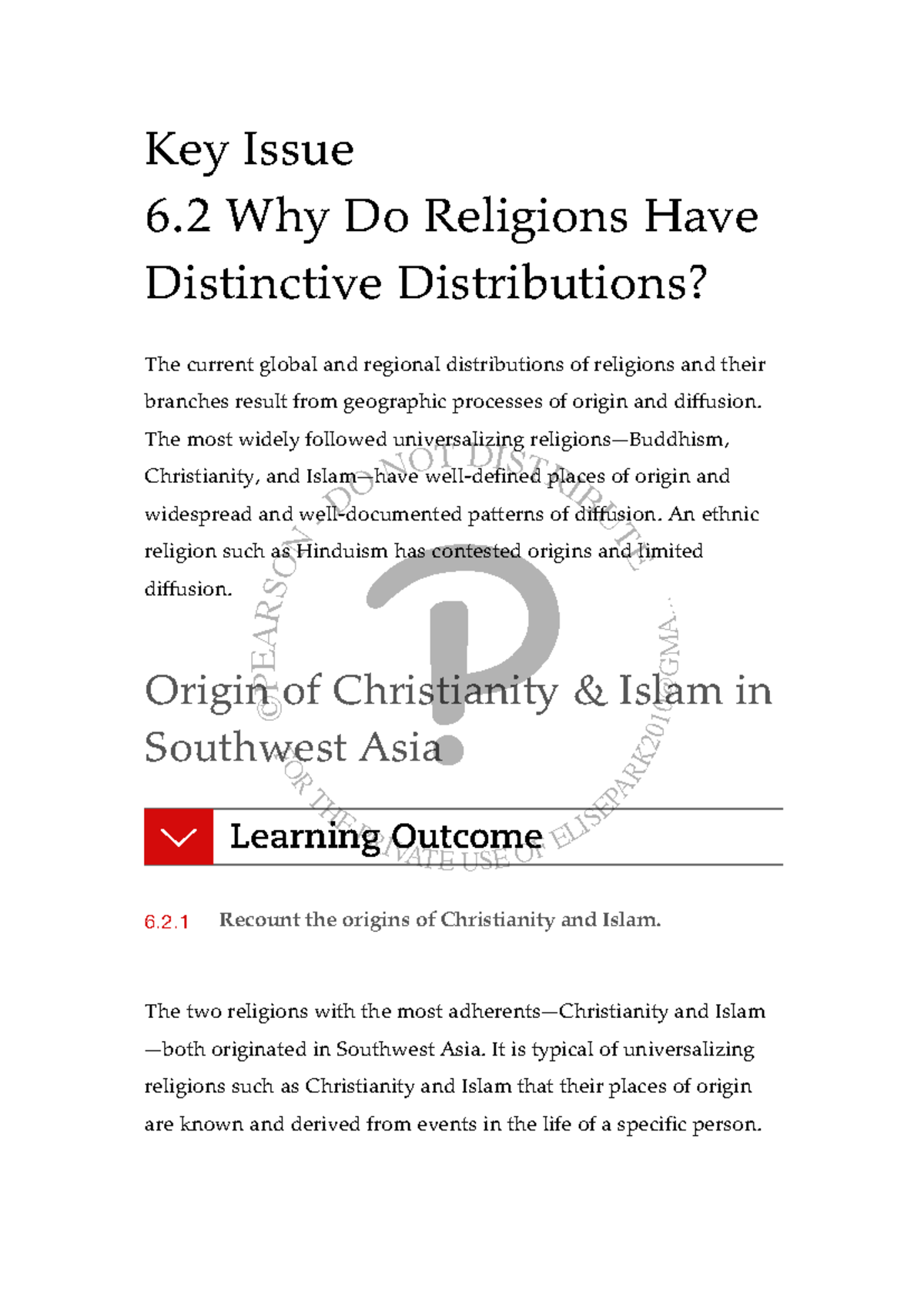 6.2 Origins and Global Distribution of Major World Religions - Studocu