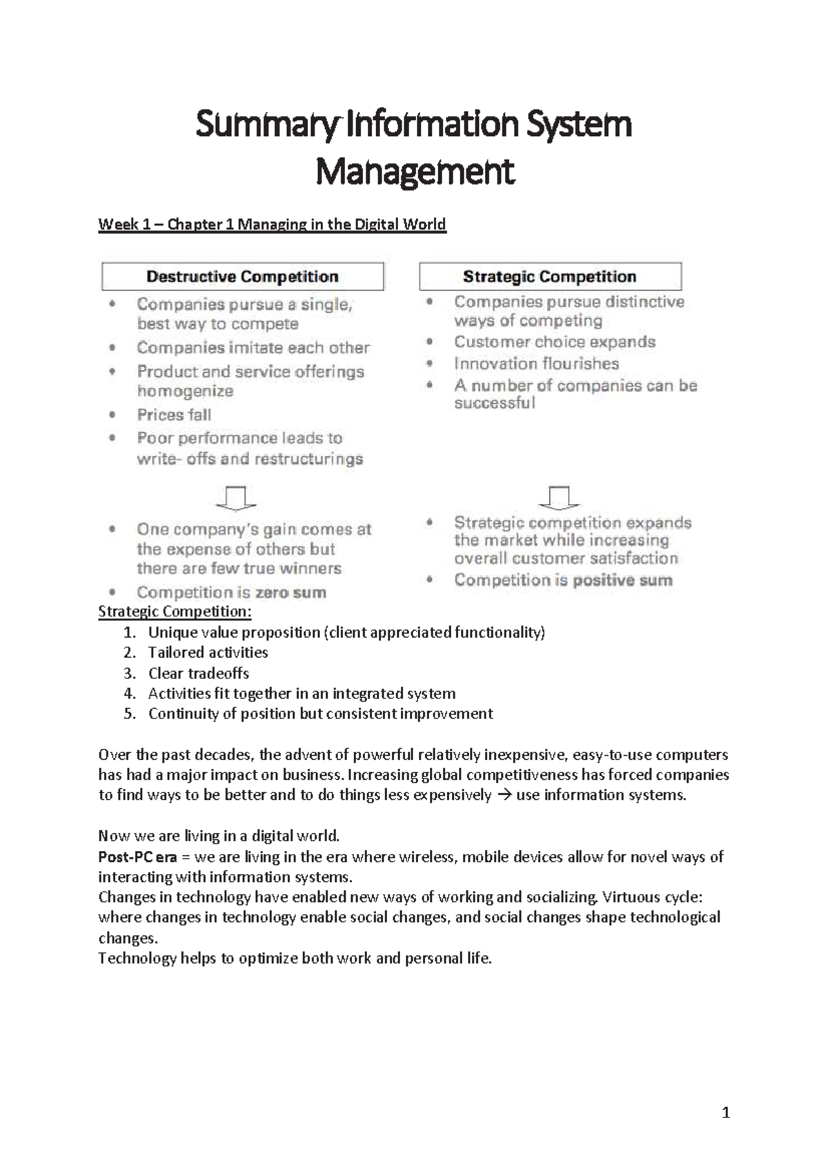 ISMG 101: Summary of Information Systems Management in a Digital World ...