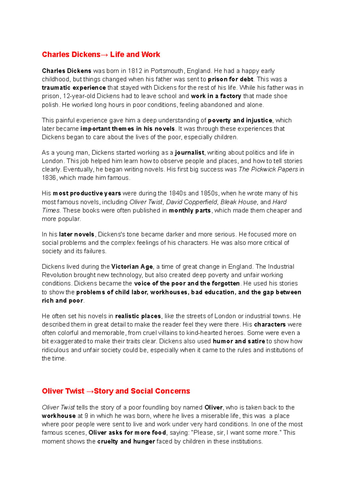 Charles Dickens: Life, Works, and Social Commentary - Studocu