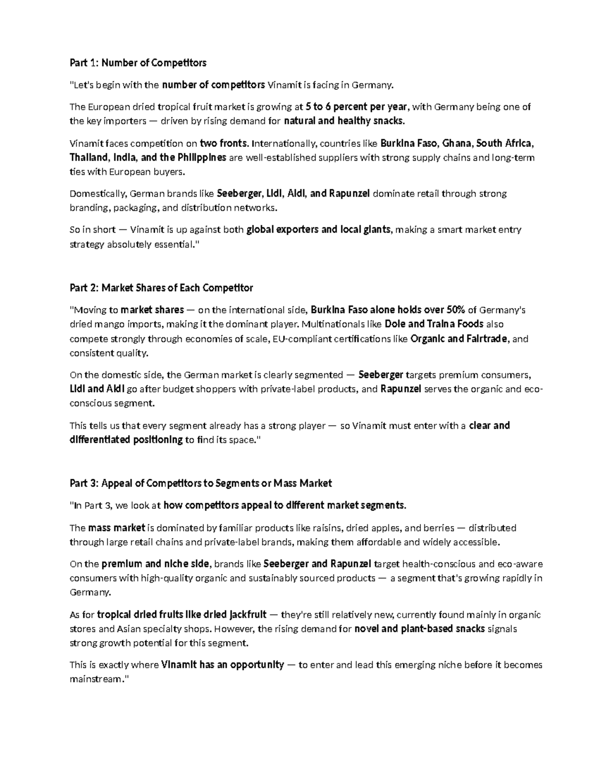 Market Analysis of Competitors in Germany: Vinamit's Strategy (Part 1-3 ...