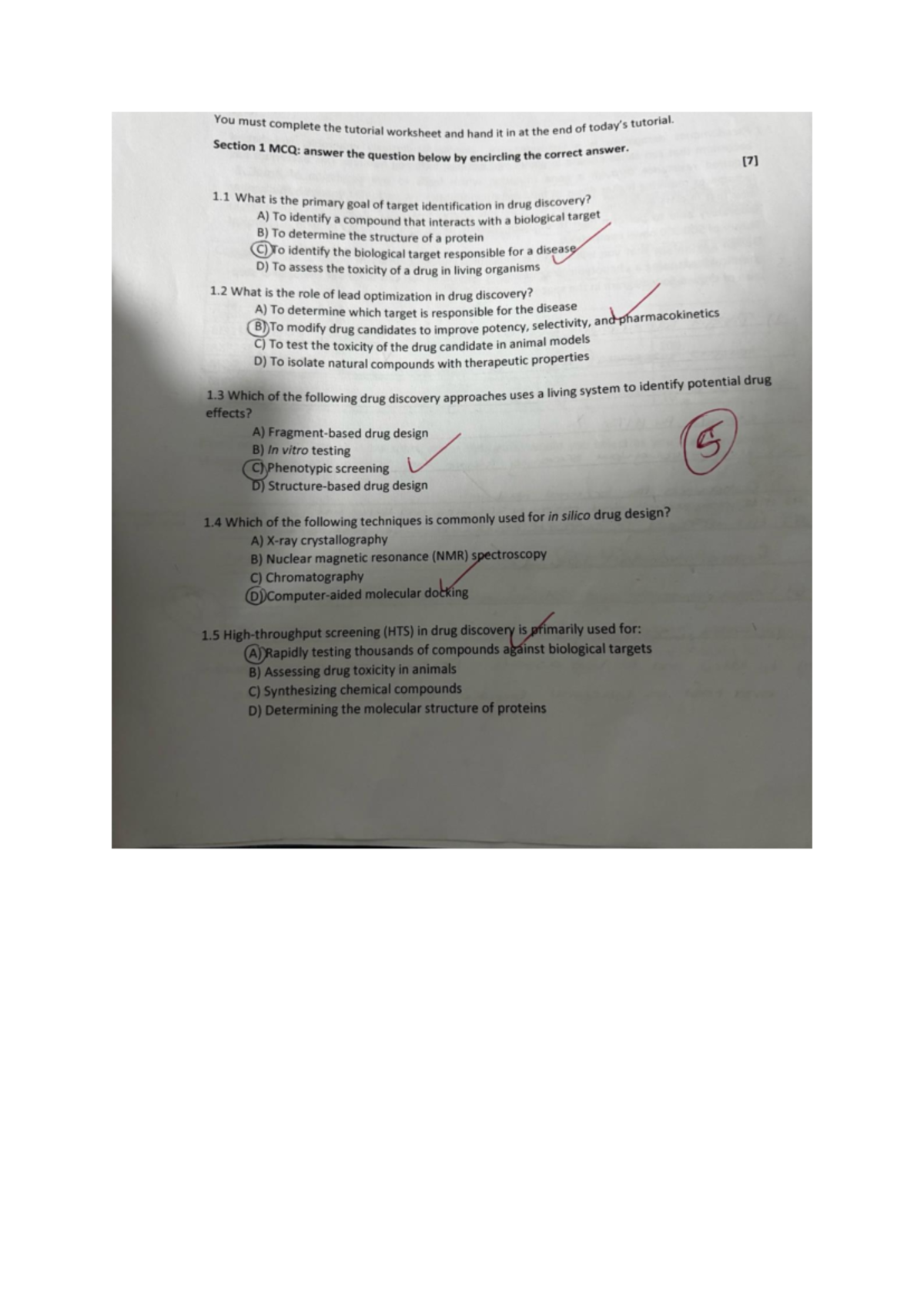 BCM 368 Tutorial Worksheet: Drug Discovery Concepts and Applications ...