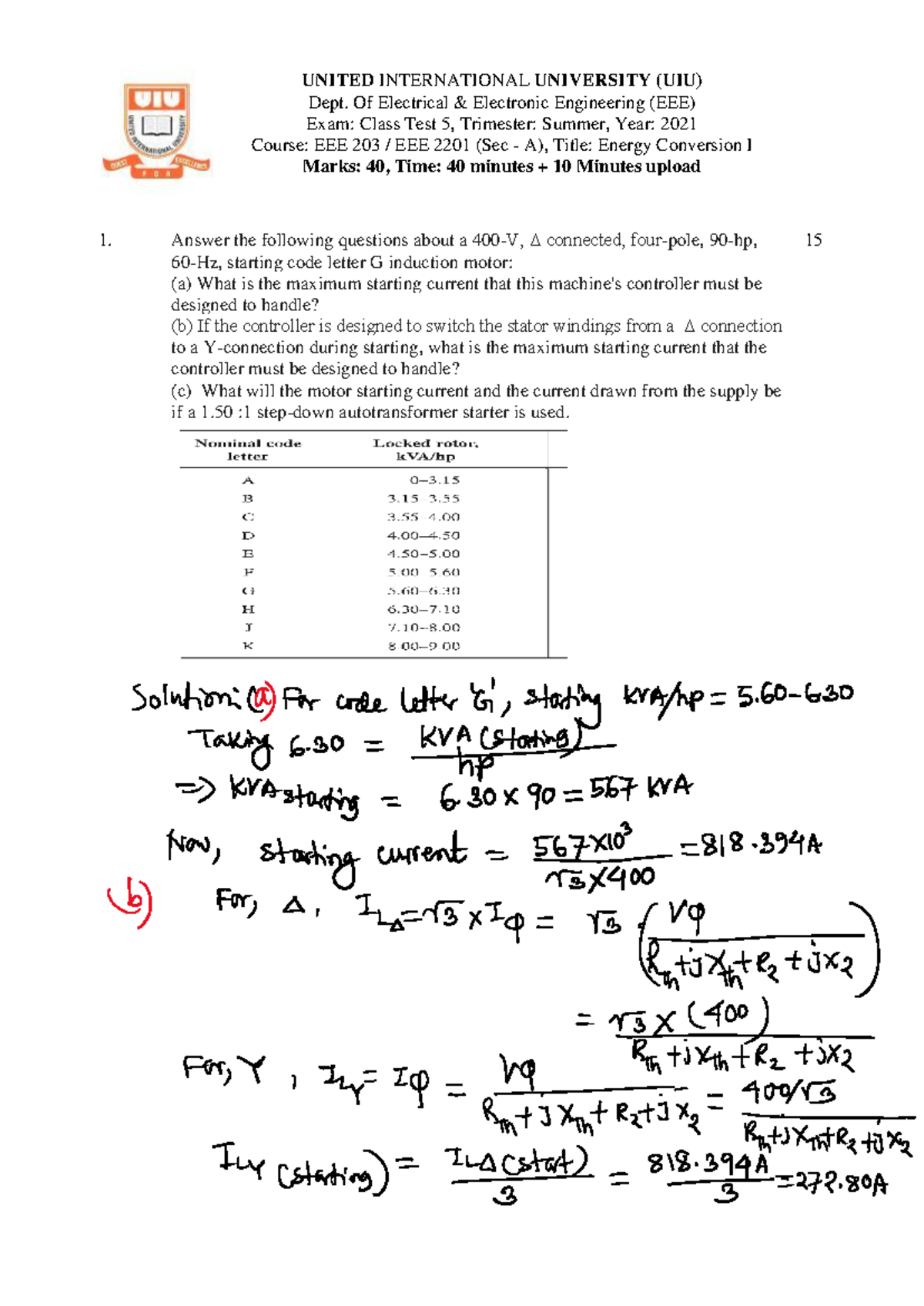 Solution to Math Type 6.23 and 6 - UNITED INTERNATIONAL UNIVERSITY (UIU) Dept. Of Electrical ...