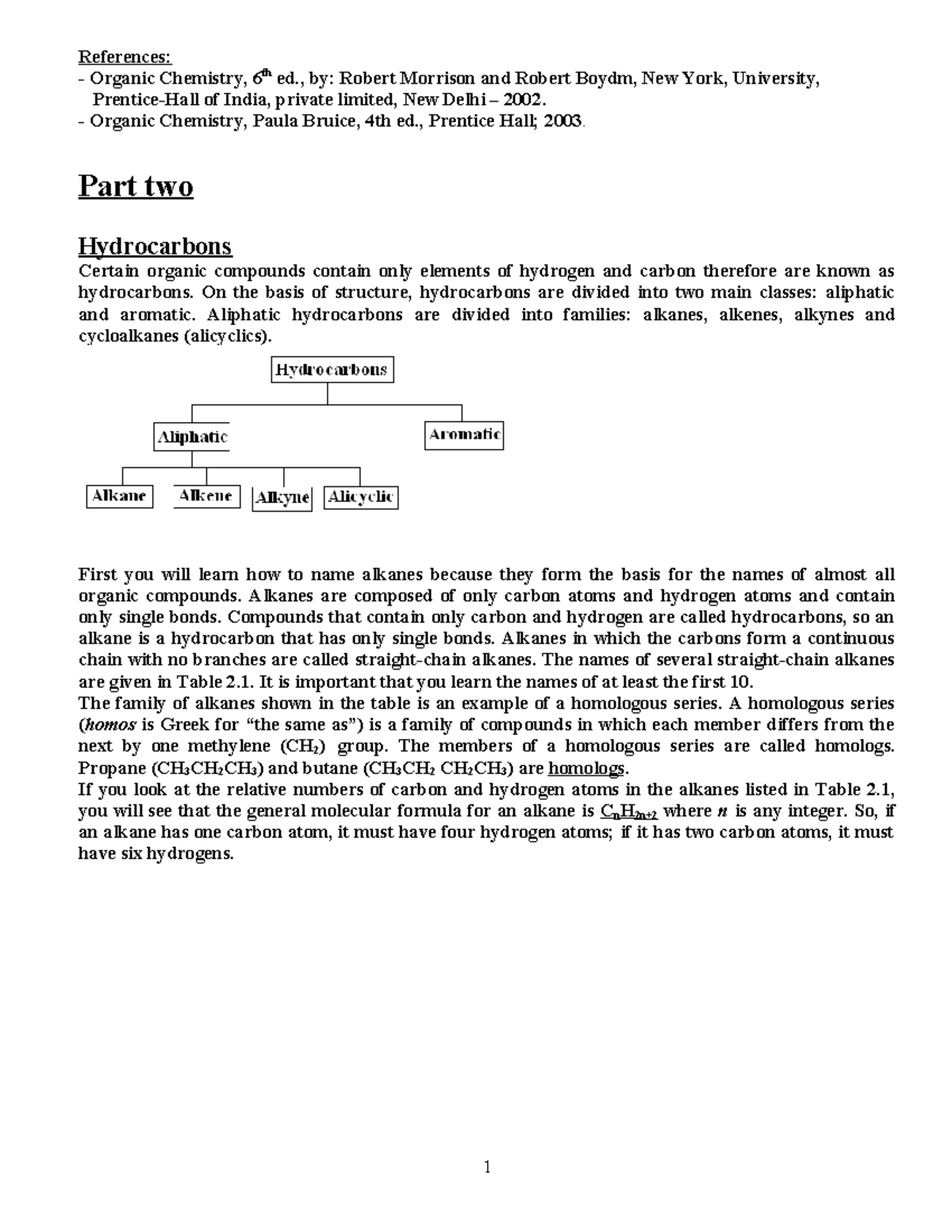 5263 Organic Chemistry First Course Sec - Hydrocarbons and Alkanes ...