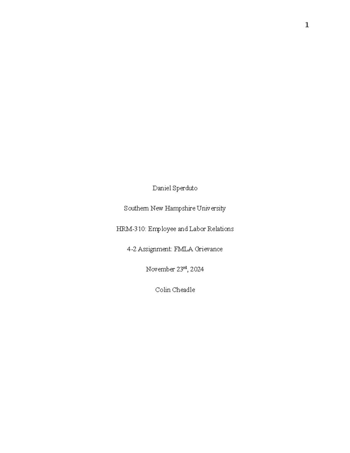 HRM 310: Assignment 4-2 - Handling FMLA Grievances for Employees - Studocu