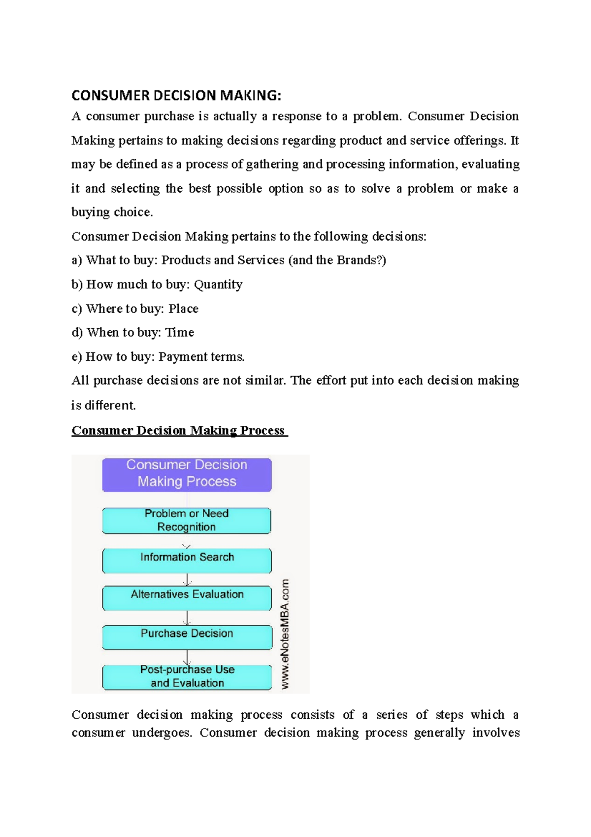 Consumer Decision Making Notes - Unit 3 Overview - Studocu