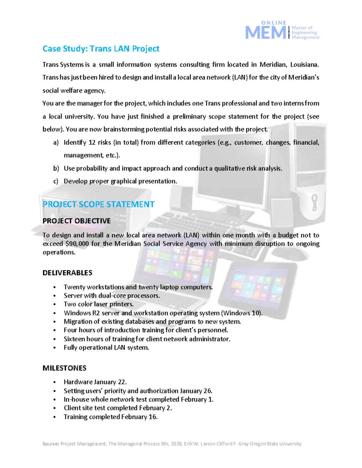 Case Study: Trans LAN Project Analysis with Risk Management Strategies ...