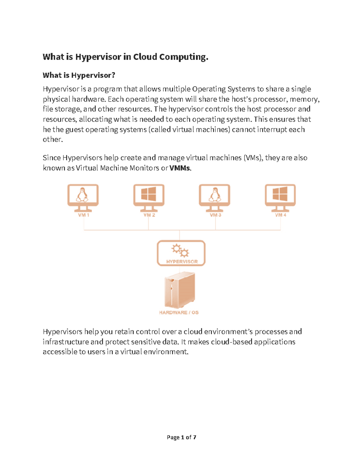 Topic 8 - Hypervisors in Cloud Computing: Overview and Types - Studocu